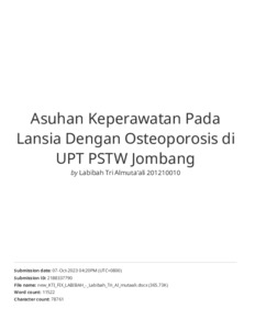 Asuhan Keperawatan Pada Lansia Dengan Osteoporosis Di Unit Pelaksana Teknis Pelayanan Sosial ...